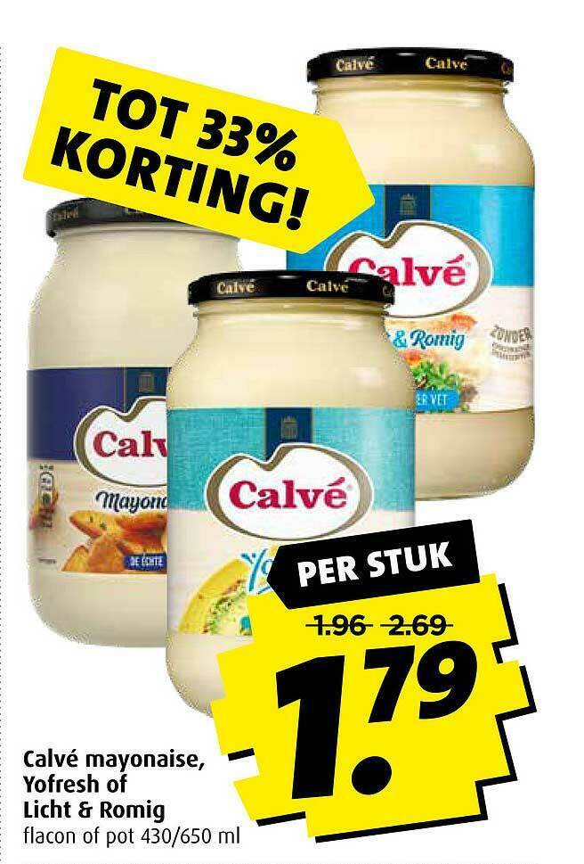 Calvé Mayonaise, Yofresh Of Licht & Romig Tot 33% Korting aanbieding ...