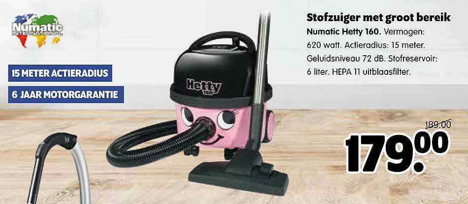 Stofzuiger Met Groot Bereik Numatic Hetty 160 aanbieding bij Plentyparts