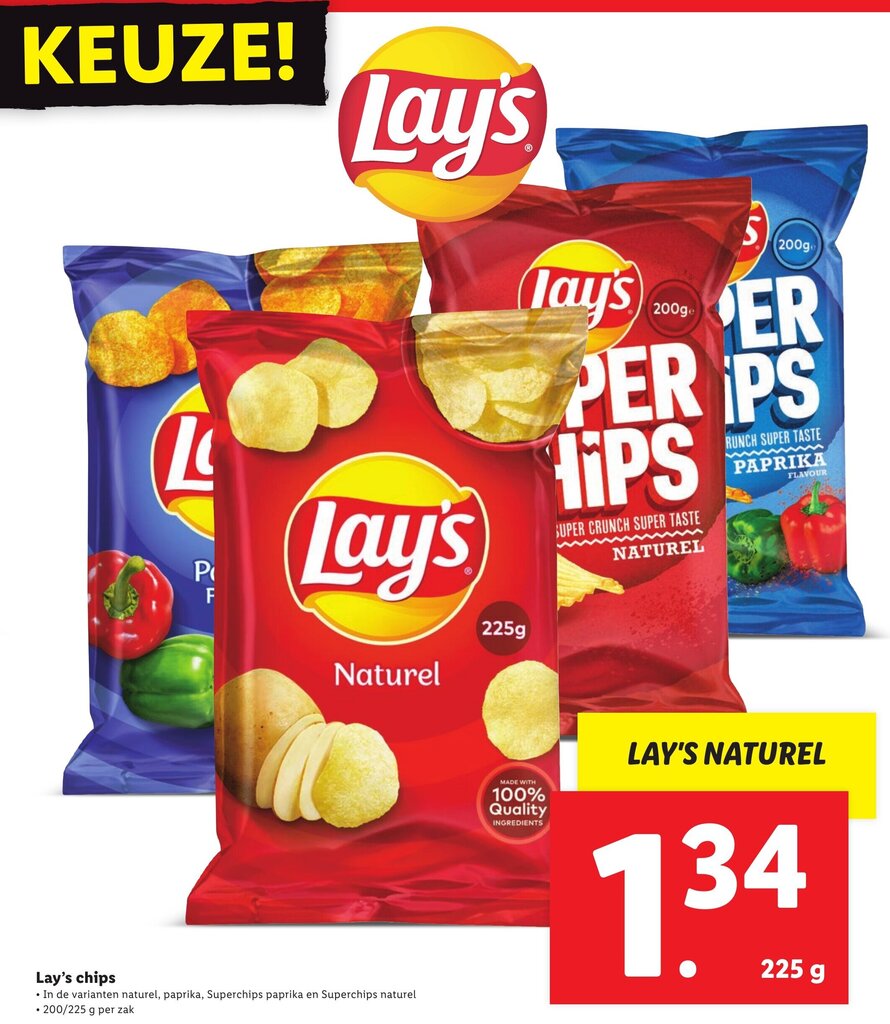 Lay's chips 225g aanbieding bij Lidl