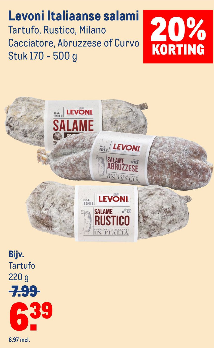 Levoni italiaanse salami aanbieding bij Makro