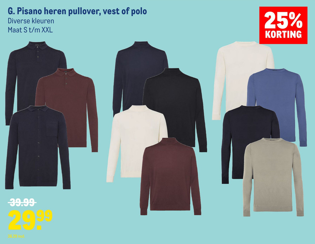 G. pisano heren pullover, vest of polo aanbieding bij Makro