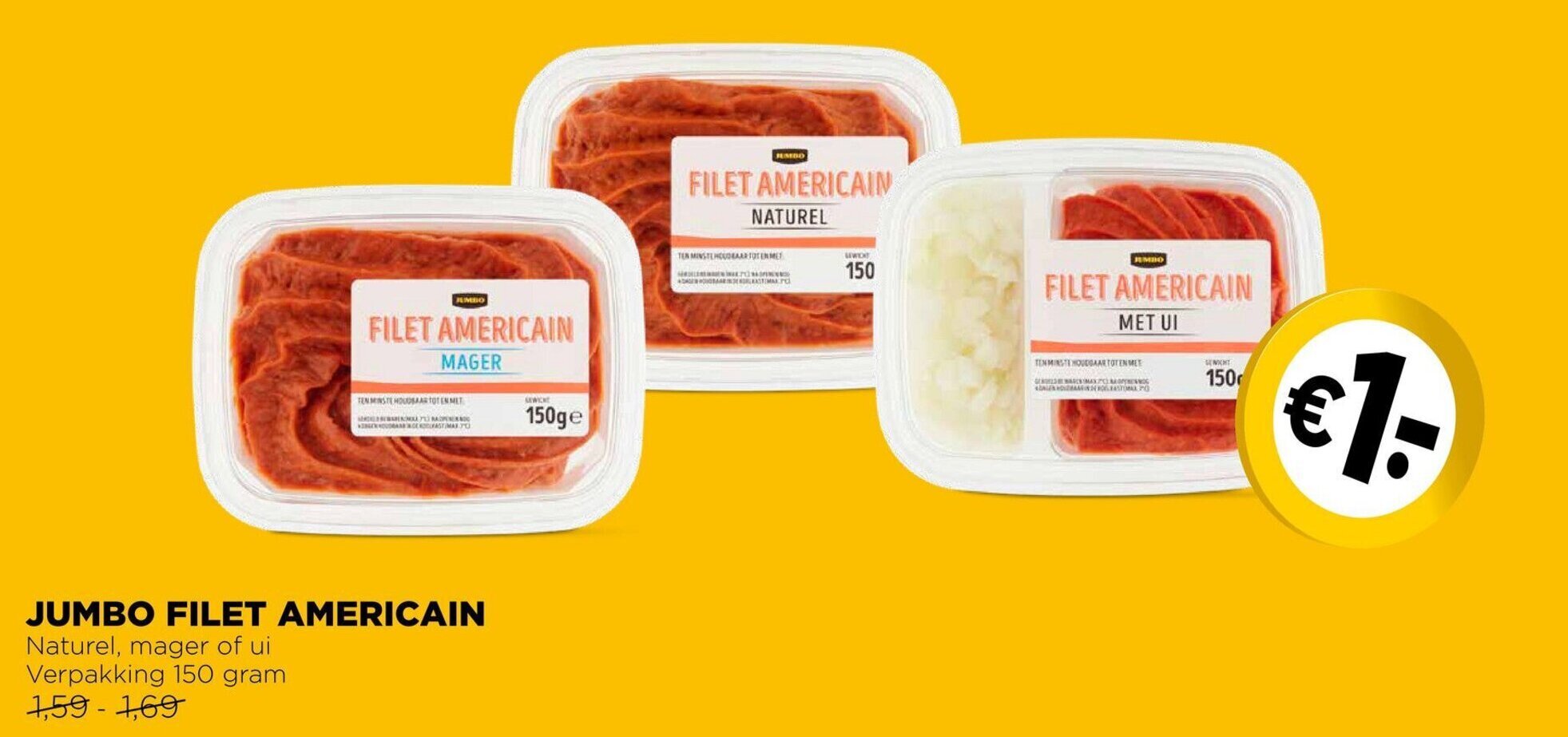 Filet Americain 150 gram aanbieding bij Jumbo