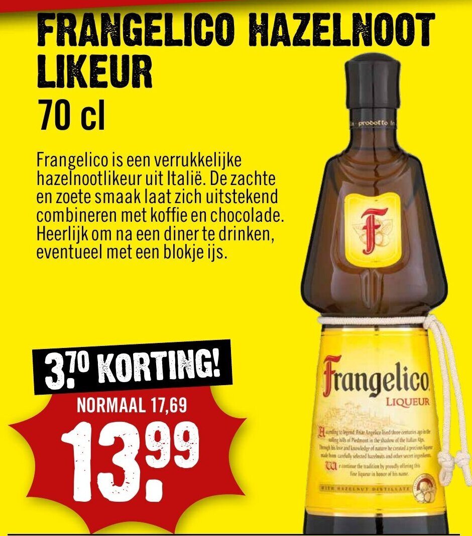 Frangelico hazelnoot likeur 70CL aanbieding bij Dirck 3