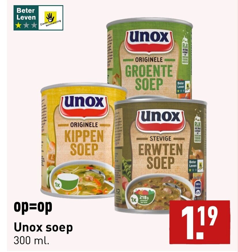 Unox soep 300 ml aanbieding bij ALDI