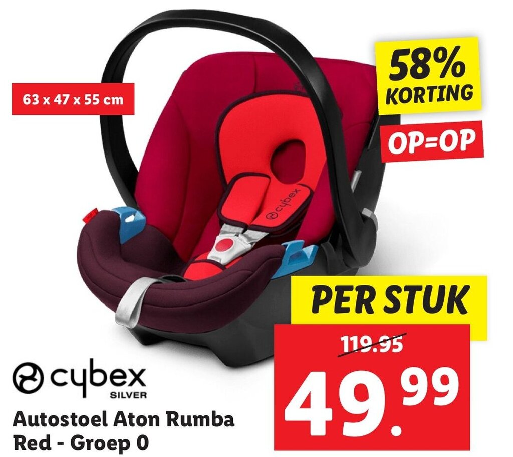 Cybex autostoel aton rumba red-groep 0 63x47x55CM aanbieding bij Lidl
