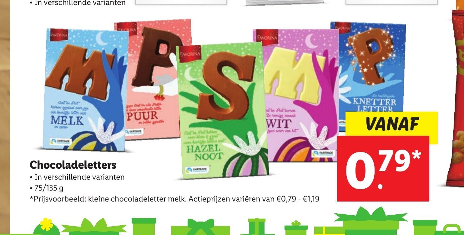 Chocoladeletters 75/135 g aanbieding bij Lidl