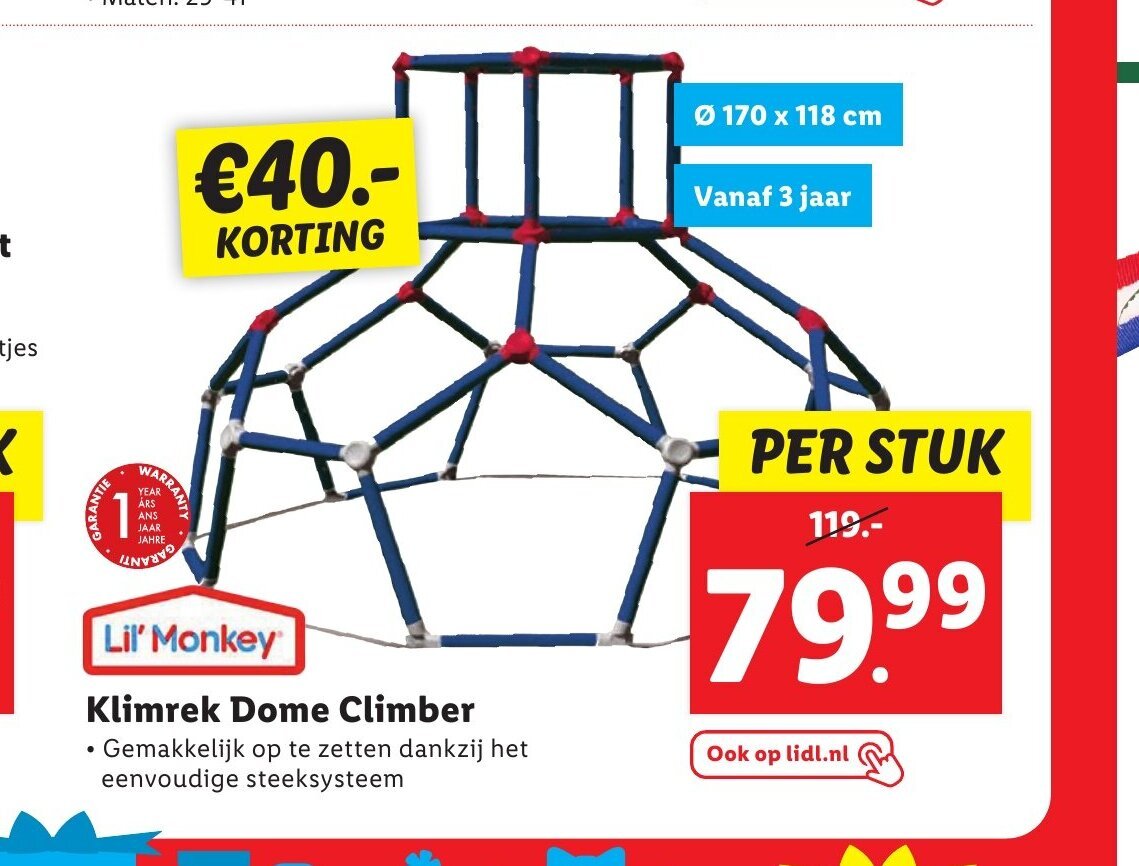 Lil' Monkey Klimrek Dome Climber aanbieding bij Lidl