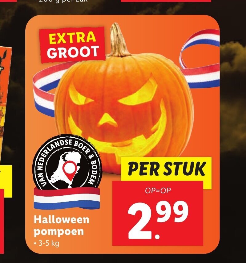 Halloween pompoen 3-5 kg aanbieding bij Lidl