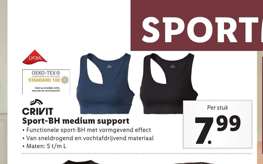 Crivit Sport-BH medium support aanbieding bij Lidl