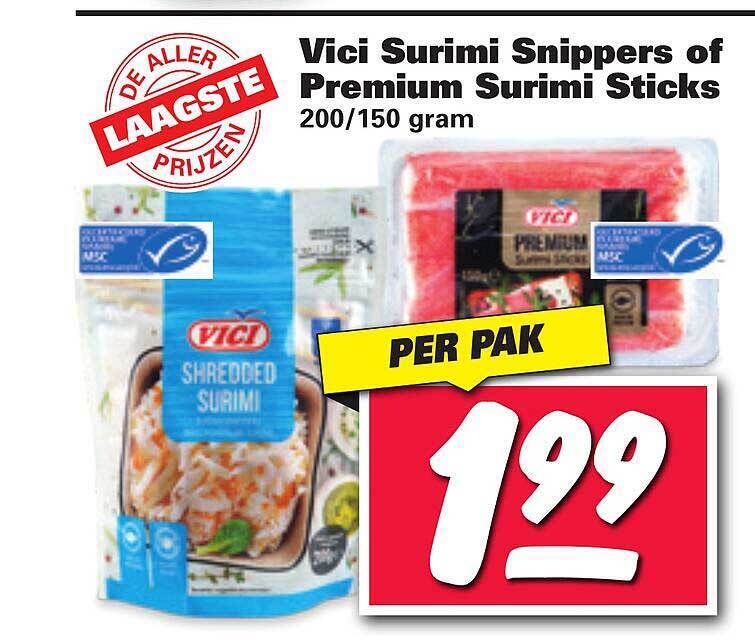 Vici surimi snippers of premium surimi sticks aanbieding bij Nettorama
