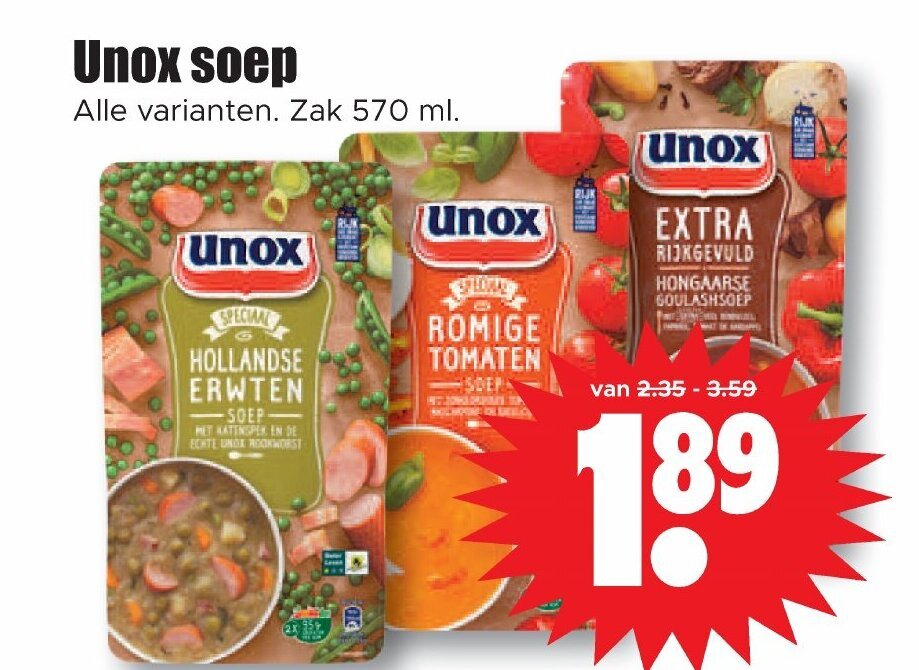Unox soep 570 ml aanbieding bij Dirk