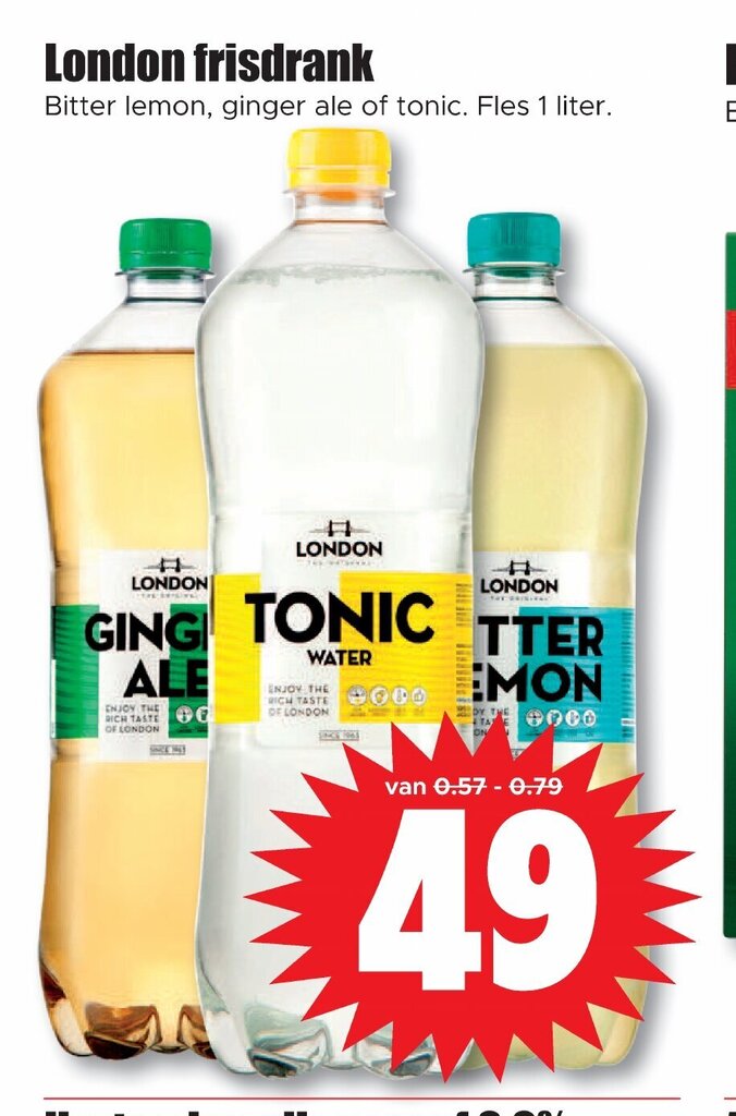London frisdrank 1 liter aanbieding bij Dirk