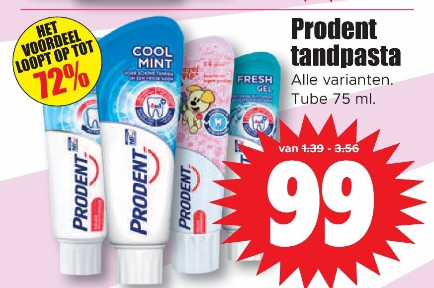 Prodent tandpasta 75 ml aanbieding bij Dirk