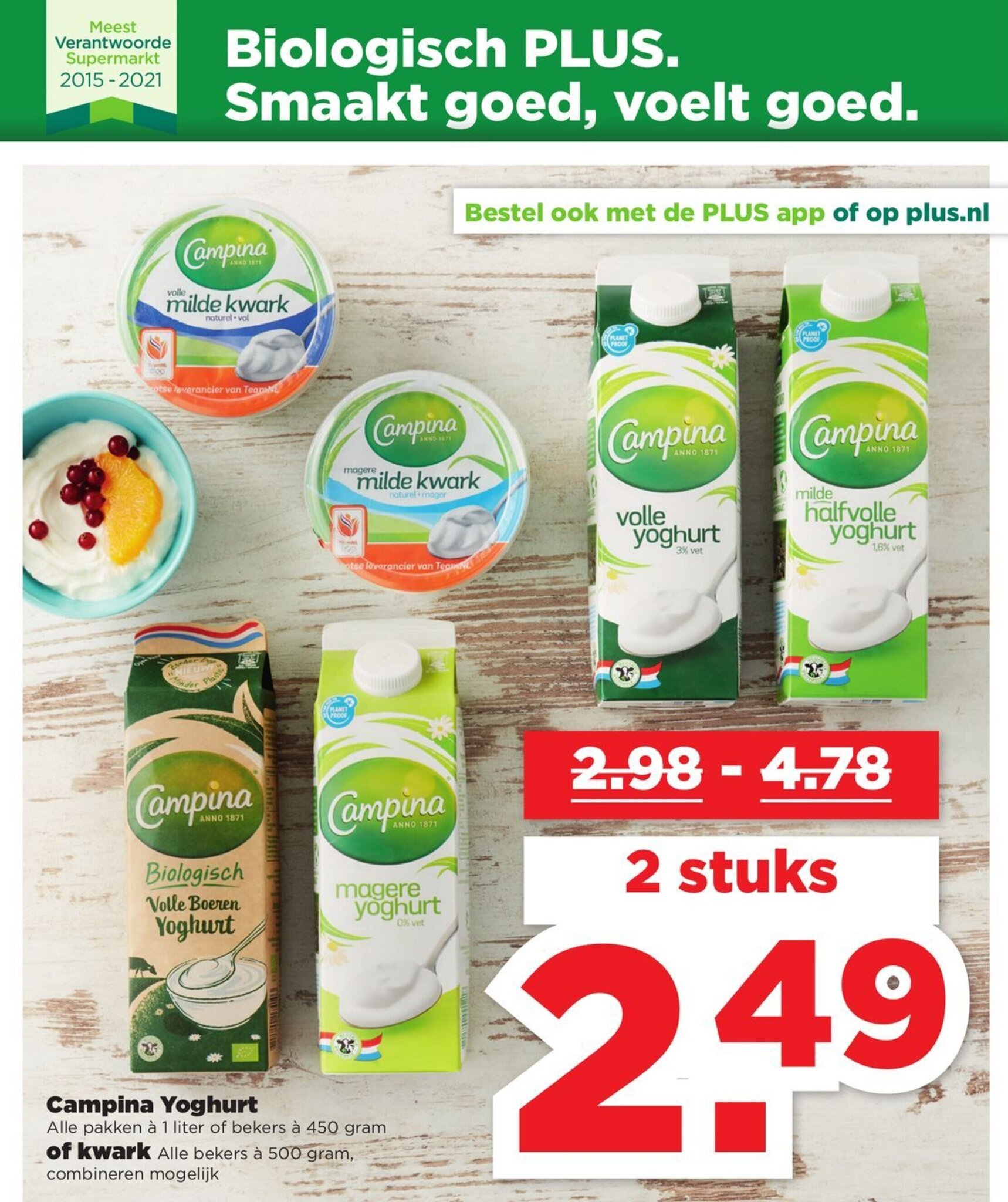 Campina Yoghurt aanbieding bij PLUS