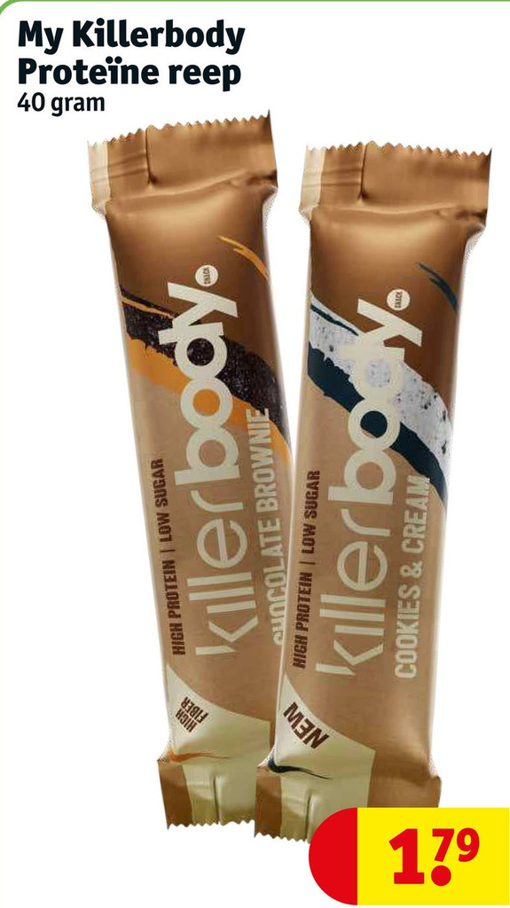 My killerbody proteïne reep aanbieding bij Kruidvat
