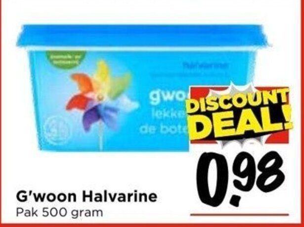 G'woon halvarine 500g aanbieding bij Vomar Voordeelmarkt