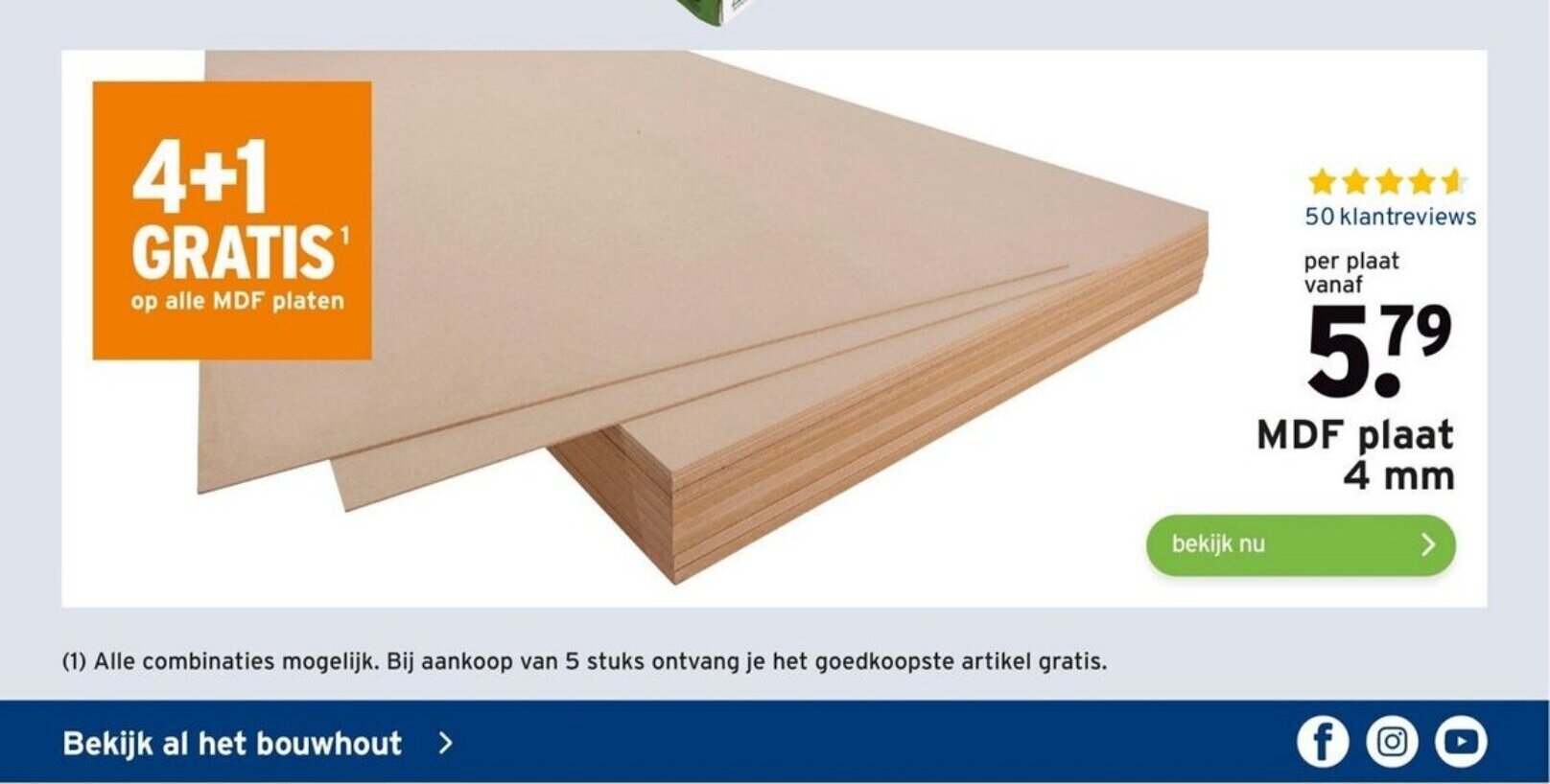 MDF plaat 4 mm aanbieding bij GAMMA