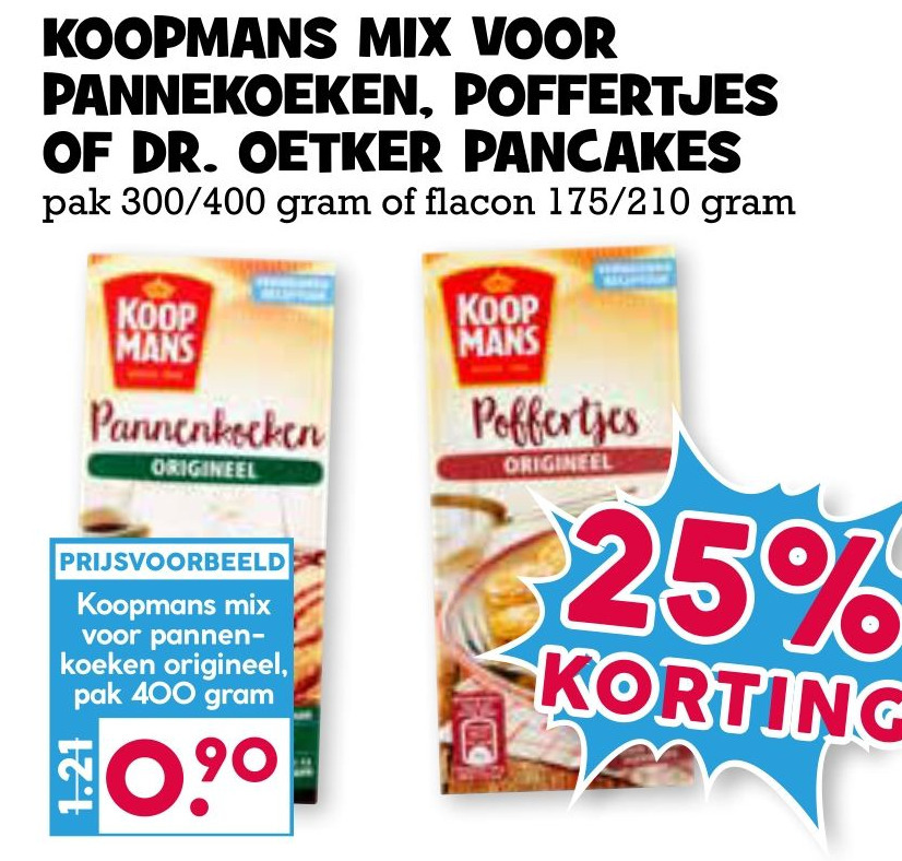Koopmans mix voor pannekoeken, poffertjes of dr. oetker pancakes ...