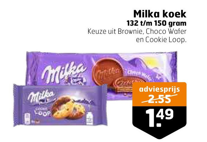 Milka koek 132 t/m 150 gram )) (f aanbieding bij Trekpleister