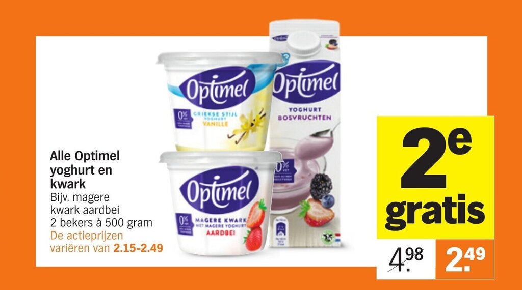 Alle Optimel yoghurt en kwark aanbieding bij Albert Heijn