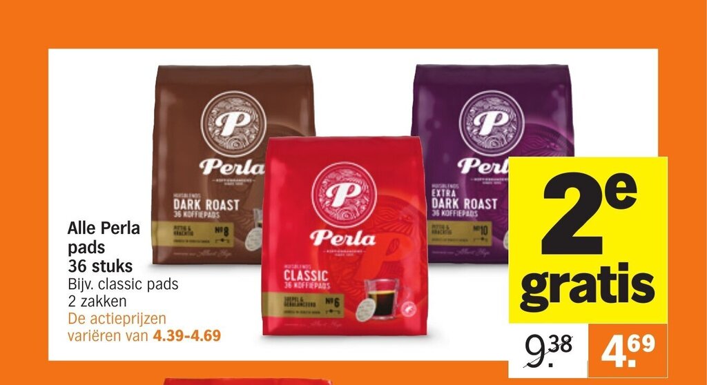 Alle Perla pads 36 stuks 2e gratis aanbieding bij Albert Heijn