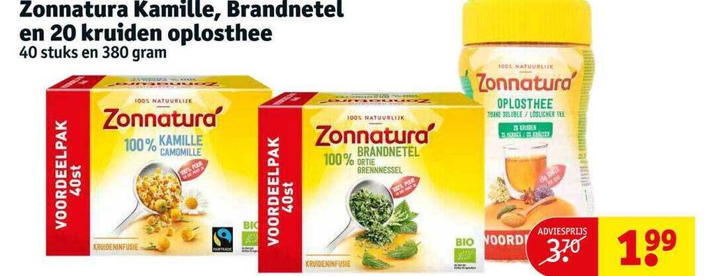 Zonnatura kamille, brandnetel en 20 kruiden oplosthee aanbieding bij ...
