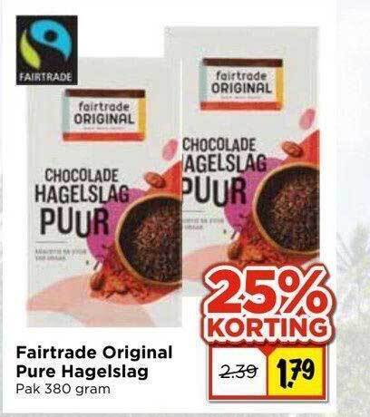 Fairtrade original pure hagelslag aanbieding bij Vomar