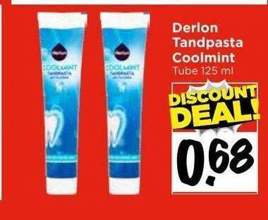 Derlon tandpasta coolmint aanbieding bij Vomar