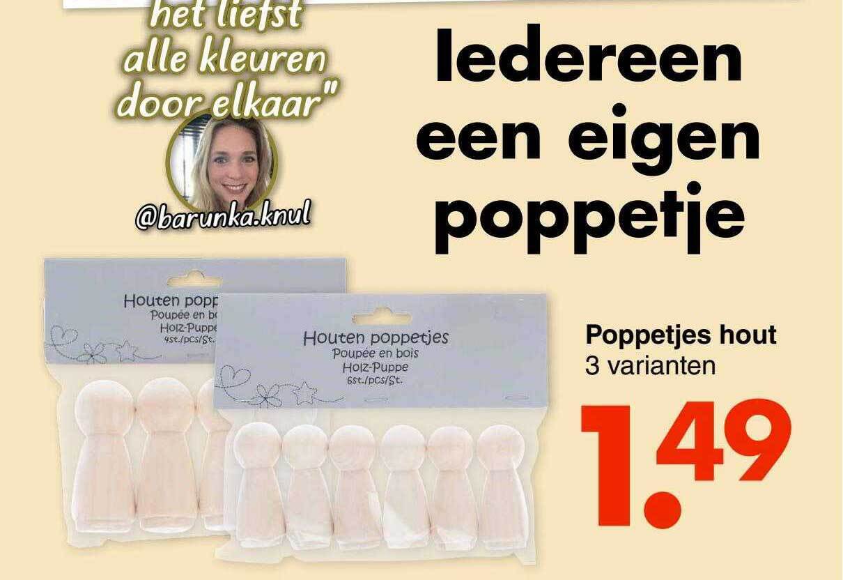 Poppetjes hout aanbieding bij Wibra