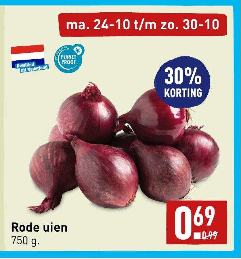 Rode uien 750 gram aanbieding bij ALDI