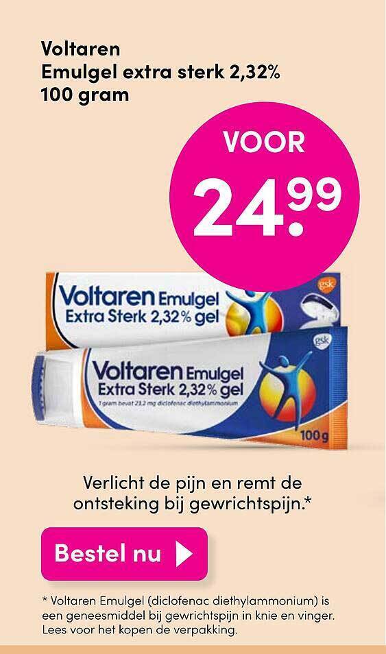 Voltaren emulgel extra sterk 2,32% 100 gram aanbieding bij DA