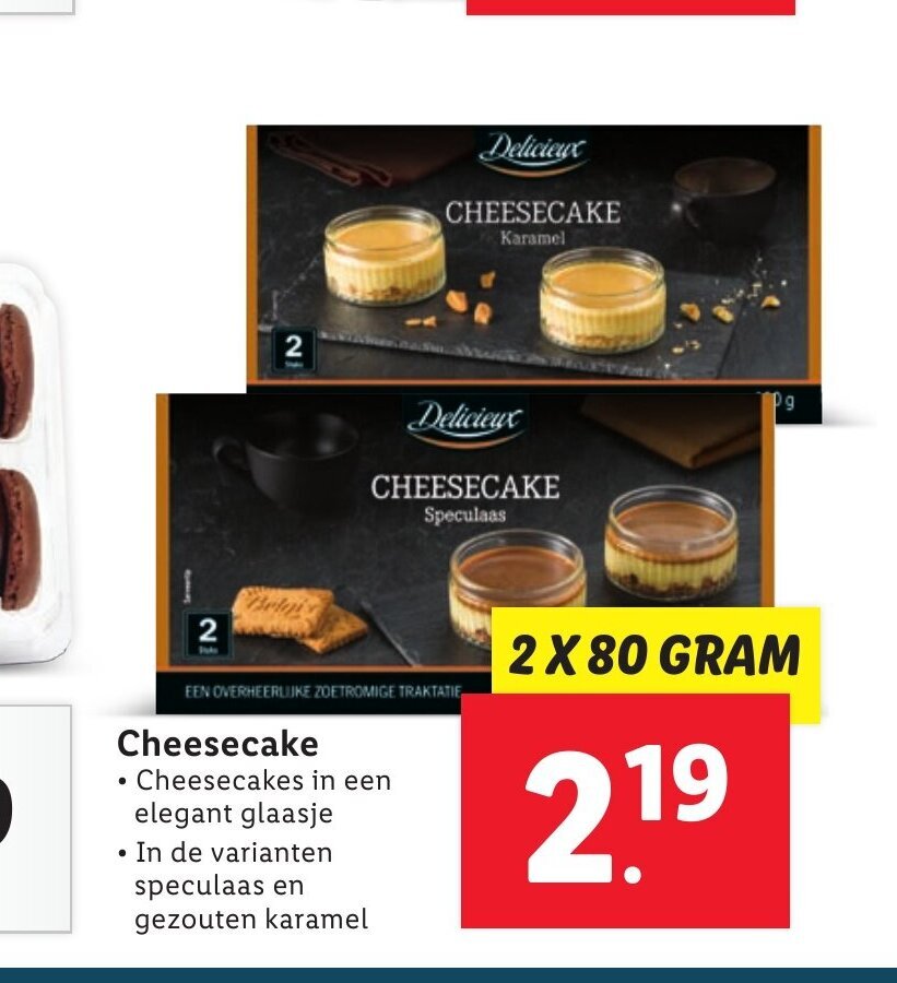 Cheesecake 2 x 80 gram aanbieding bij Lidl