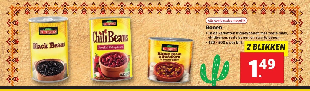 Bonen 2 blikken aanbieding bij Lidl