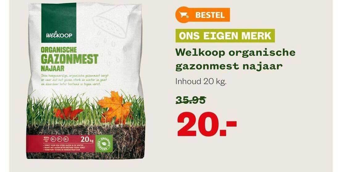 Welkoop organische gazonmest najaar aanbieding bij Welkoop