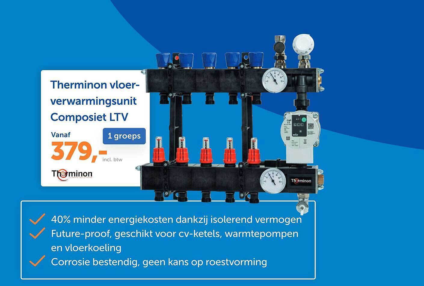 Therminon vloerverwarmingsunit composiet ltv aanbieding bij Warmteservice