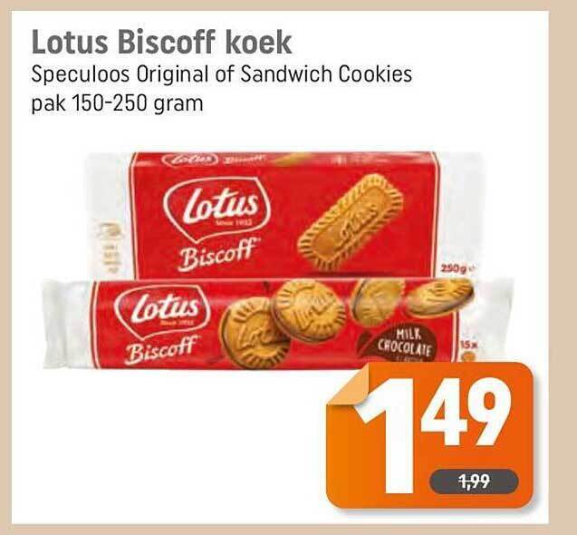 Lotus biscoff koek speculoos original of sandwich cookies aanbieding ...