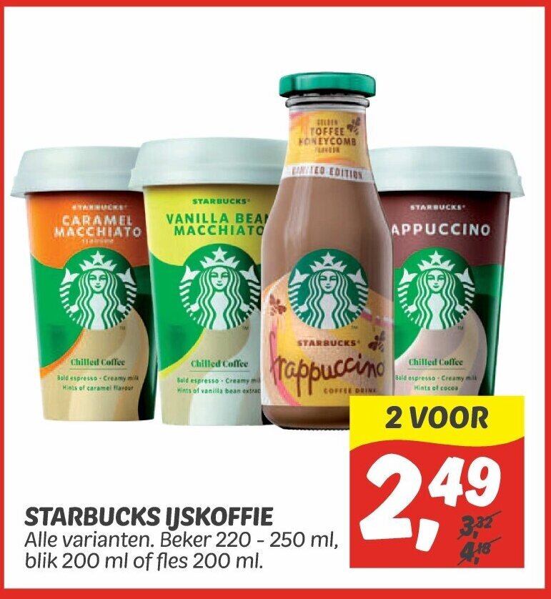 Starbucks Ijskoffie beker 220-250 ml blik 200 ml of fles 200 ml ...