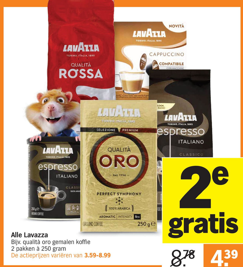 Alle lavazza riiy qualità oro gomol 2e gratis aanbieding bij Albert Heijn