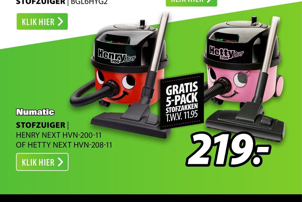 Numatic Stofzuiger Henry Next HVN-200-11 aanbieding bij Expert
