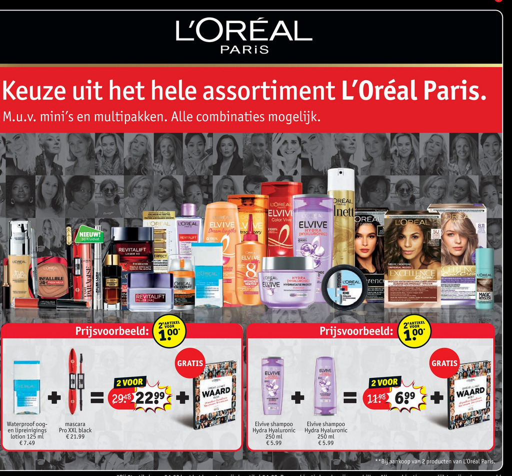 Keuze uit het hele assortiment l'oréal paris. aanbieding bij Kruidvat
