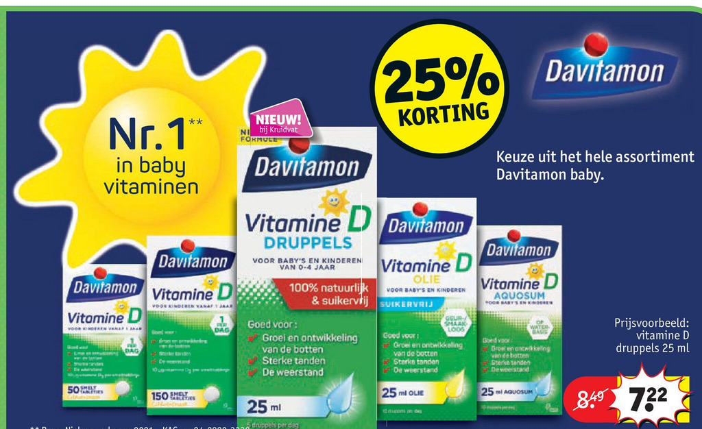 Keuze uit het hele assortiment davitamon baby. aanbieding bij Kruidvat