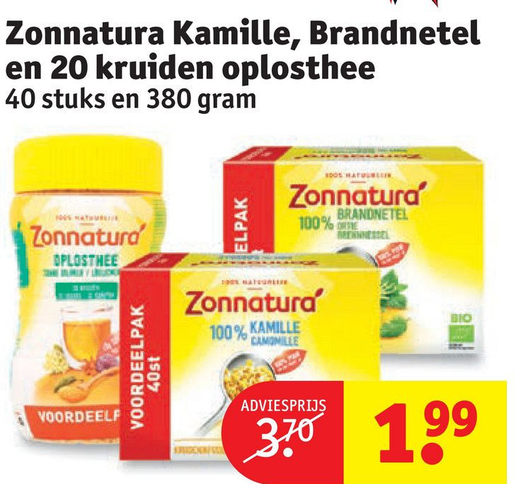 Zonnatura kamille, brandnetel en 20 kruiden oplosthee aanbieding bij ...