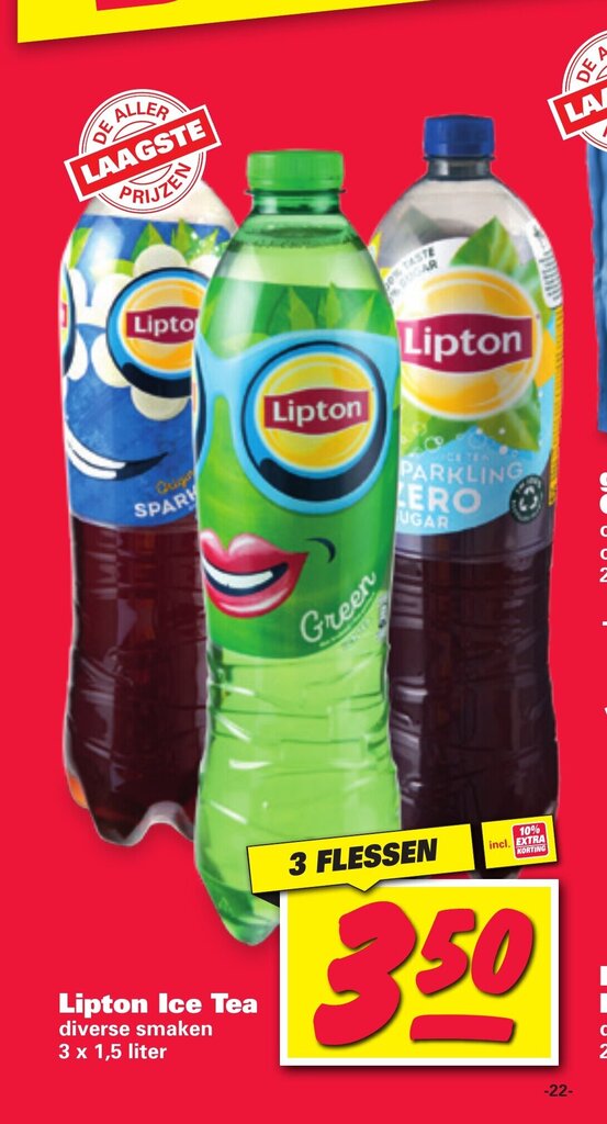 Lipton Ice Tea 3 x 1,5 liter aanbieding bij Nettorama