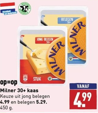 Milner 30+ kaas aanbieding bij ALDI