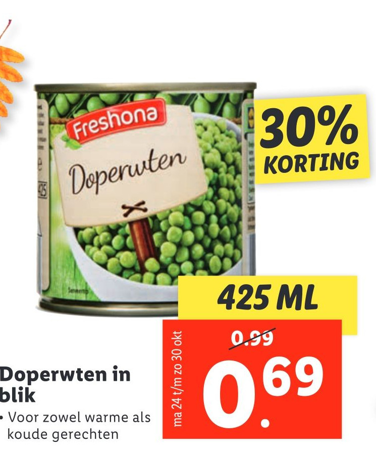 Doperwten in blik aanbieding bij Lidl
