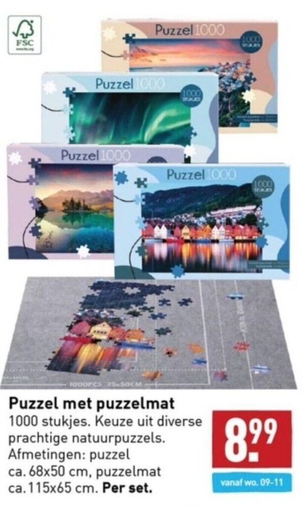 Puzzel met puzzelmat 1000 stukjes aanbieding bij ALDI