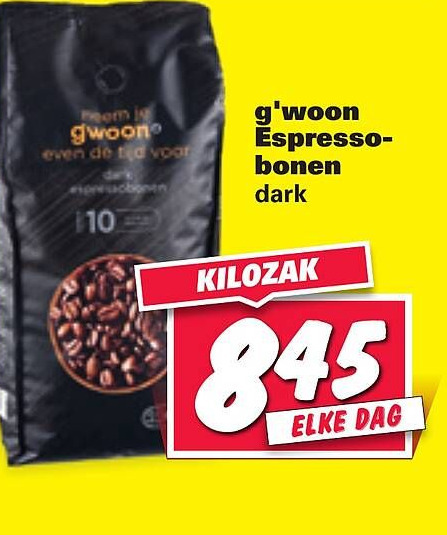 G'woon espressobonen dark aanbieding bij Nettorama