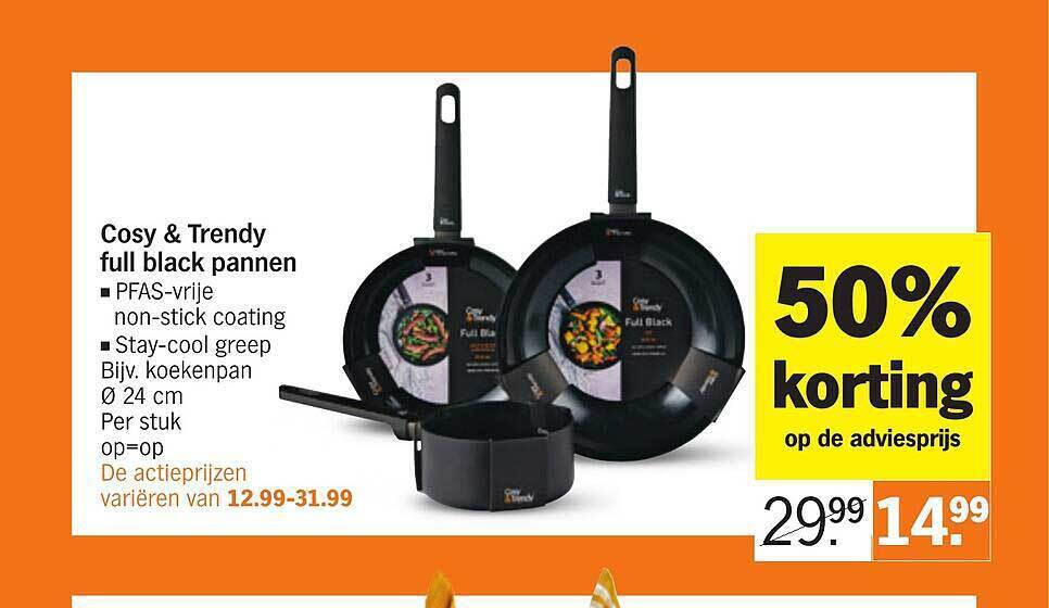 Cosy & trendy full black pannen 50% korting aanbieding bij Albert Heijn