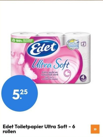 Edet toiletpapier ultra soft - 6 rollen aanbieding bij Blokker