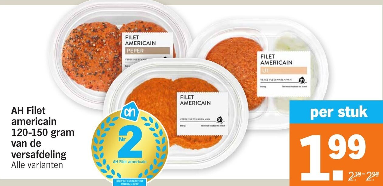 AH Filet Americain 120-150g aanbieding bij Albert Heijn